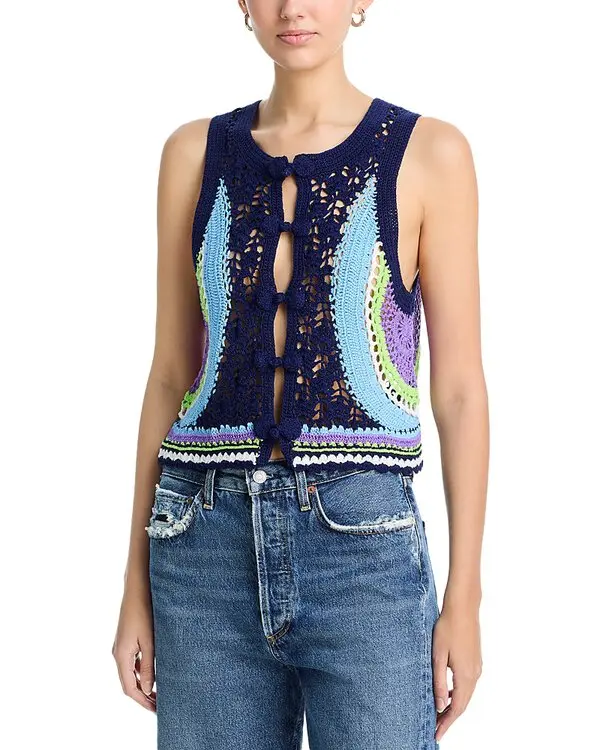 Ramy Brook Adriana Crochet Top - Navy Multi