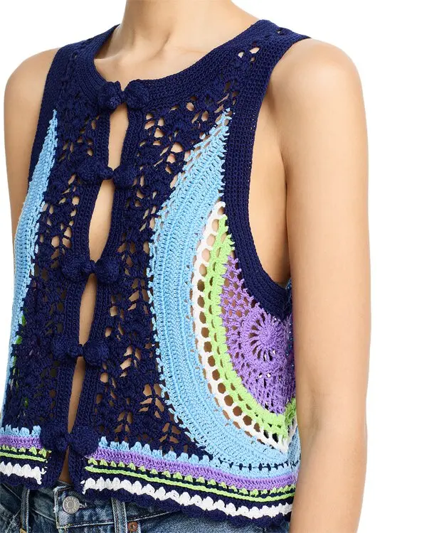 Ramy Brook Adriana Crochet Top - Navy Multi