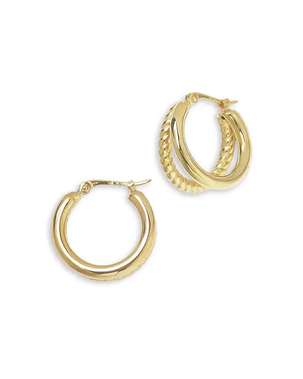 Bloomingdale'S 14k Yellow Ridged Double Hoop Earrings - Gold