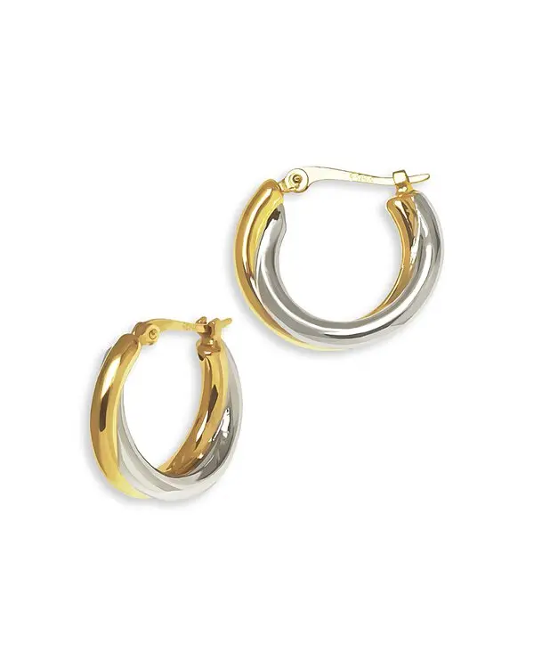 Bloomingdale'S 14k White And Yellow Crossover Double Hoop Earrings - Gold