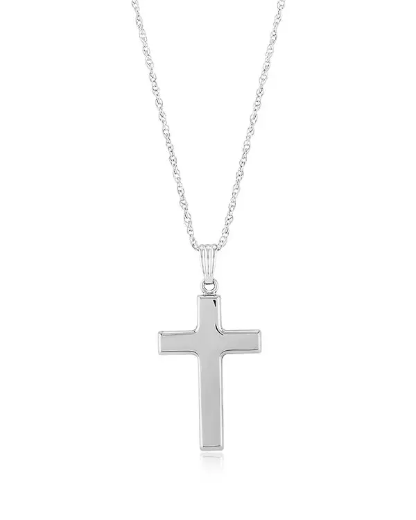 Bloomingdale'S 14k Polished Cross Pendant Necklace - White Gold