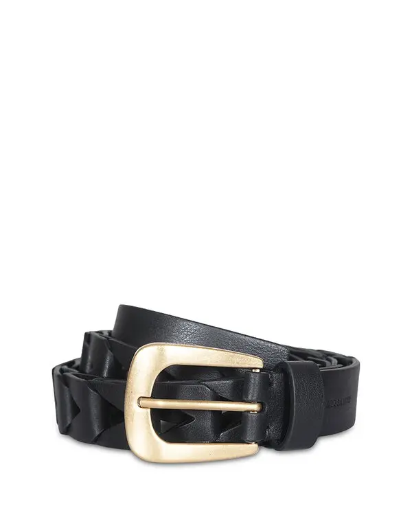 ALLSAINTS Cut Out Leather Belt - Black