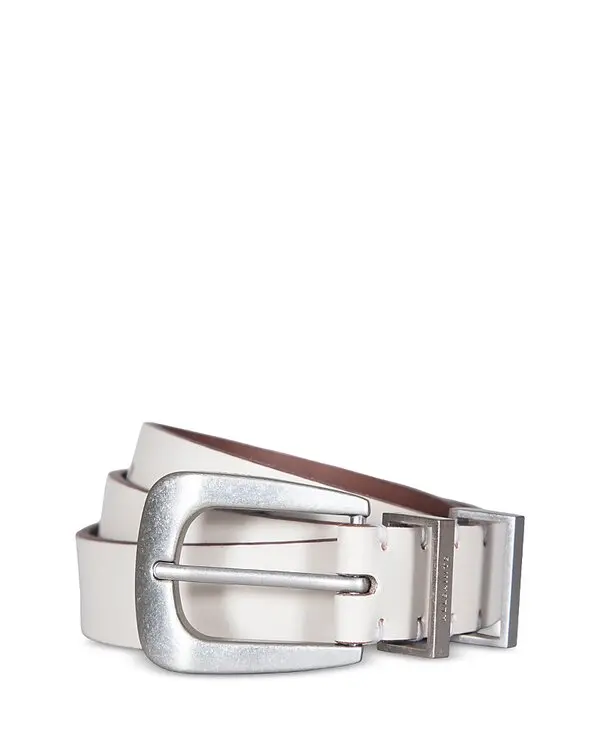 ALLSAINTS Metal Tip Leather Belt - Gypsum White