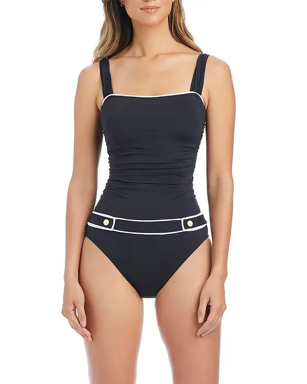 BLEU BY ROD BEATTIE Tab Waist One Piece Swimsuit - Black