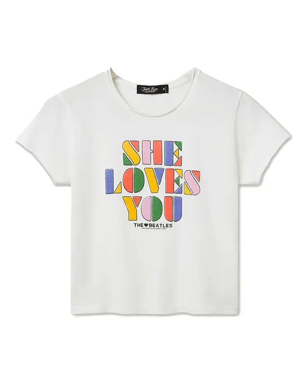 Junk Food Clothing The Beatles She Loves You Vintage Baby Tee - Vintage White