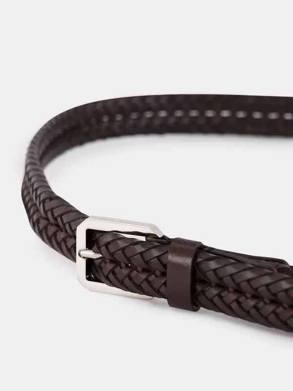 TOM FORD Braided Leather Belt - Brown
