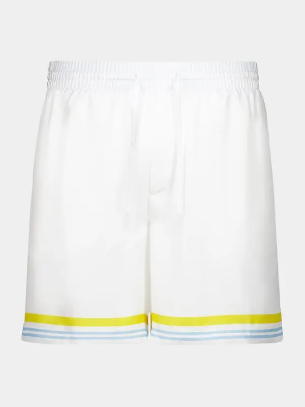 Casablanca Tennis Landscape Silk Shorts - Yellow