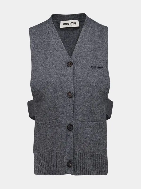 Miu Miu Cashmere Cardigan Vest - Grey