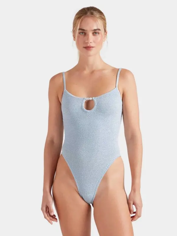 Hunza G Metallic Ice Mia Beaded Swimsuit - Blue