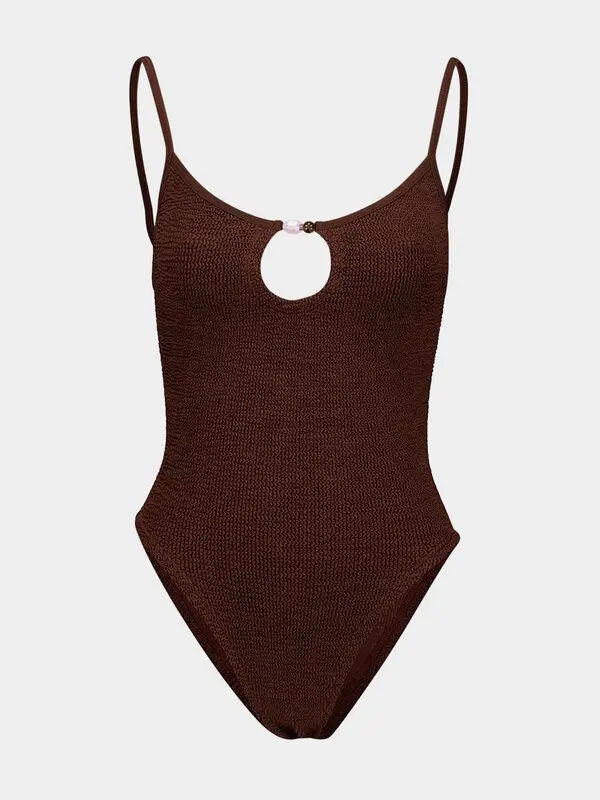 Hunza G Mia Beaded Swimsuit - Brown