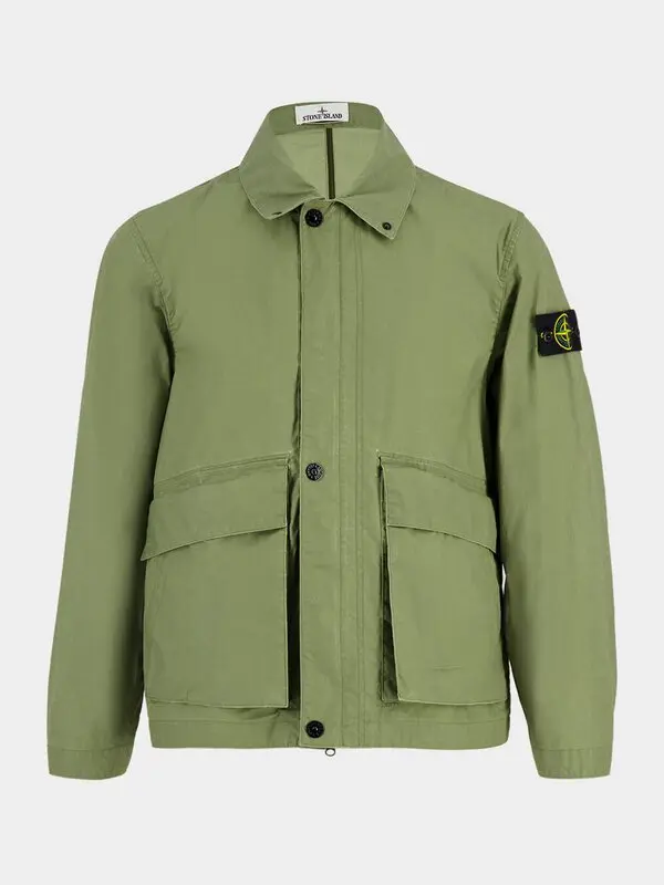 Stone Island Military Waxed Tela Coach Jacket - Green