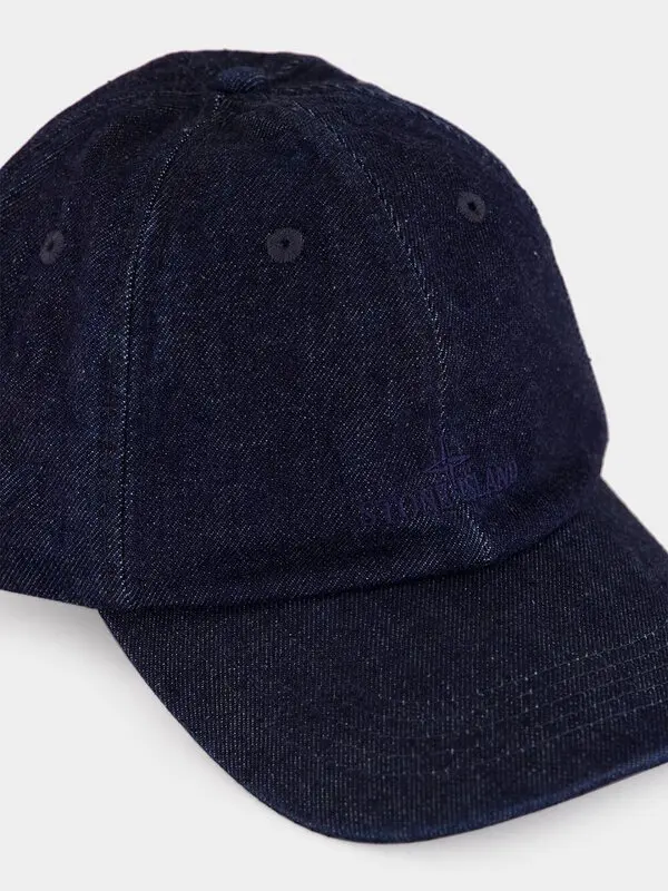 Stone Island Indigo Denim Baseball Cap - Blue