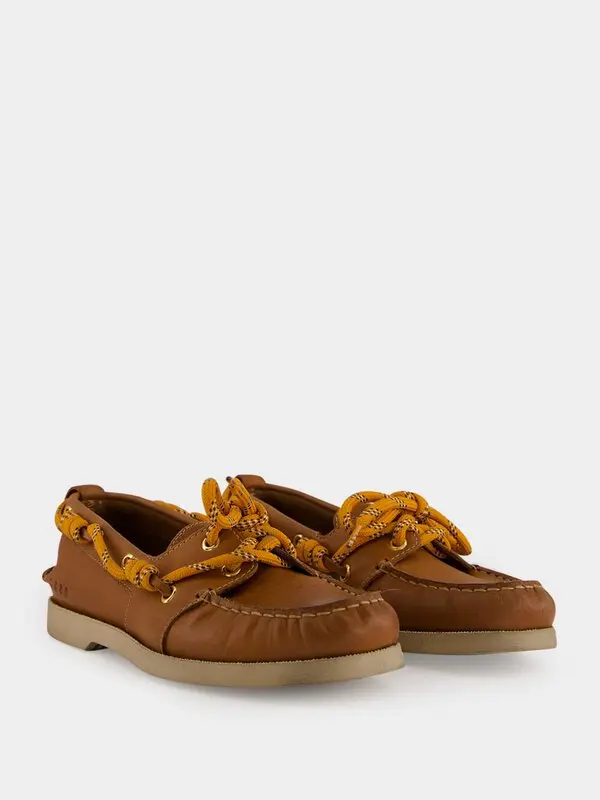 GOLDEN GOOSE Leather Boat Shoes - Brown