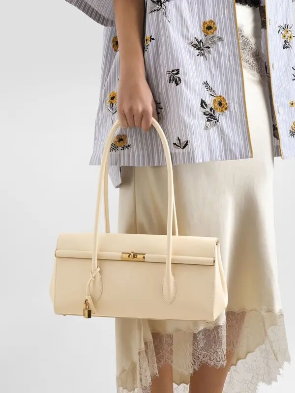 Dolce & Gabbana Marlene Palmellato Leather Handbag - White