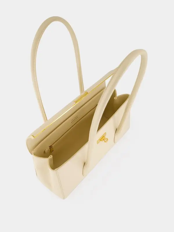 Dolce & Gabbana Marlene Palmellato Leather Handbag - White