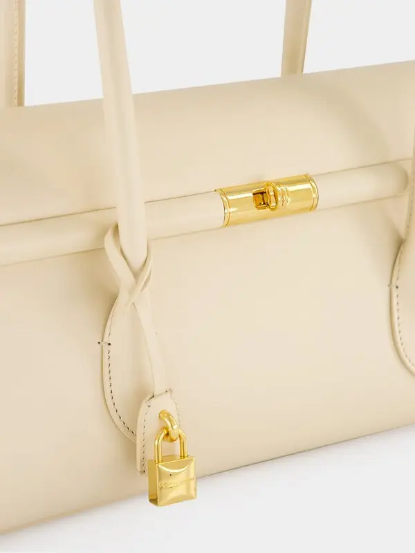 Dolce & Gabbana Marlene Palmellato Leather Handbag - White