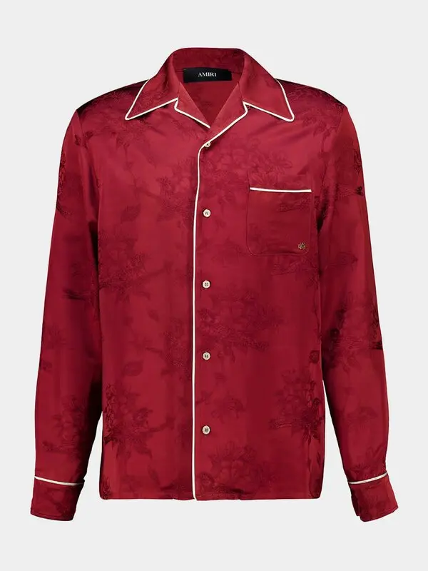 Amiri Terracotta Floral Jacquard Pajama Shirt - Red