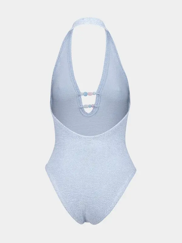 Hunza G Adriana Beaded One-piece Swimsuit - Blue