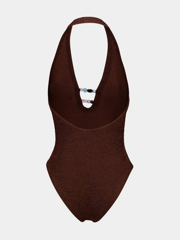 Hunza G Adriana Beaded Swimsuit - Brown
