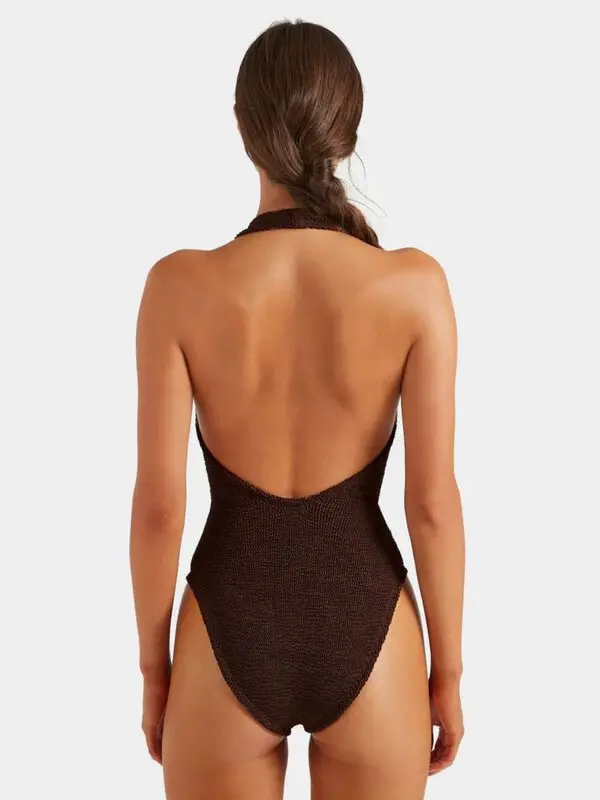 Hunza G Adriana Beaded Swimsuit - Brown