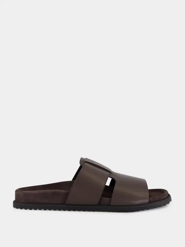 Dolce & Gabbana Leather Flat Sandals - Brown