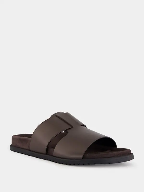 Dolce & Gabbana Leather Flat Sandals - Brown