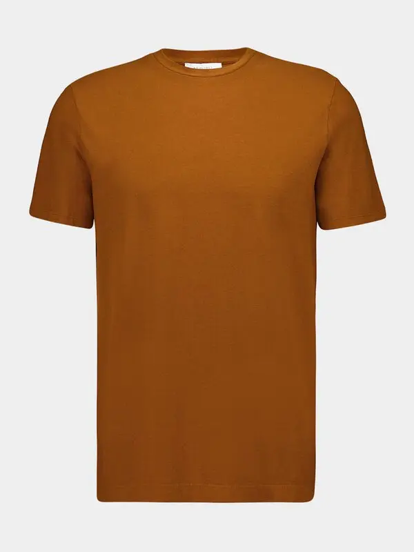 Boglioli Copper Cotton Linen Crew Neck T-shirt - Orange
