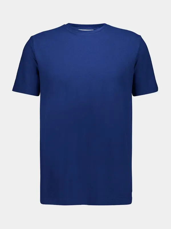 Boglioli Cotton Linen Crew Neck T-shirt - Blue