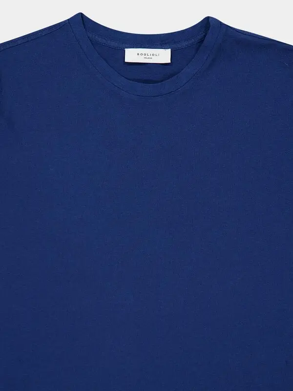 Boglioli Cotton Linen Crew Neck T-shirt - Blue
