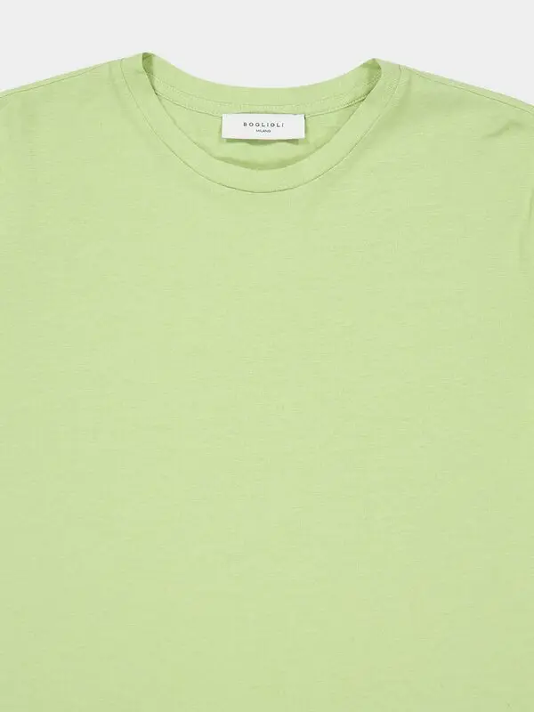 Boglioli Light Cotton Linen Crew Neck T-shirt - Green