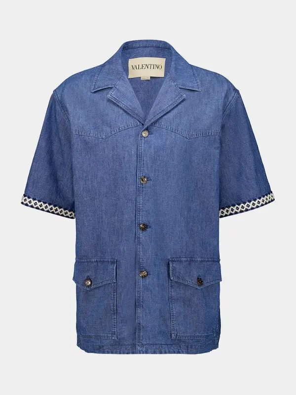 Valentino Garavani Medium Denim Short-sleeve Denim Shirt