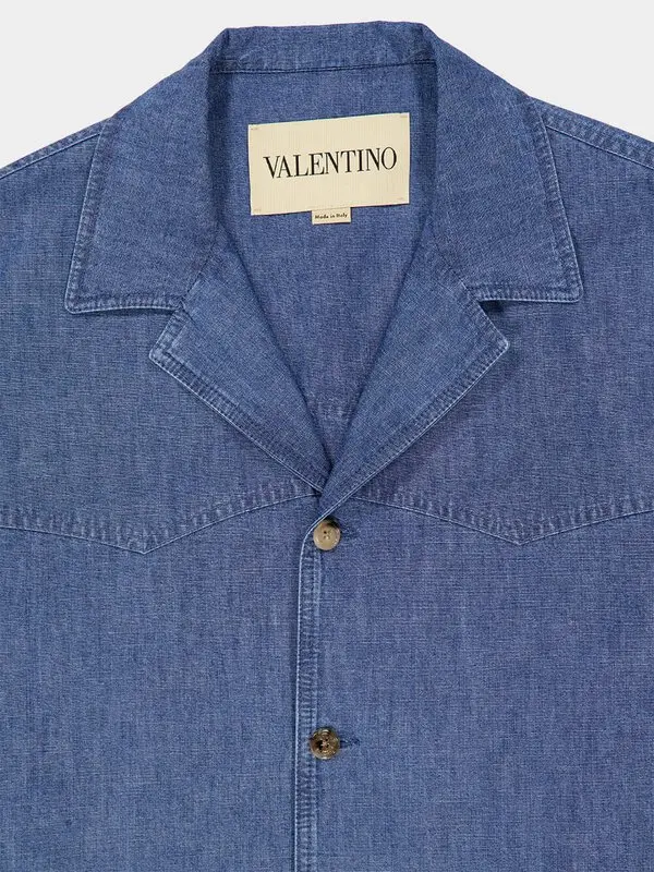 Valentino Garavani Medium Denim Short-sleeve Denim Shirt