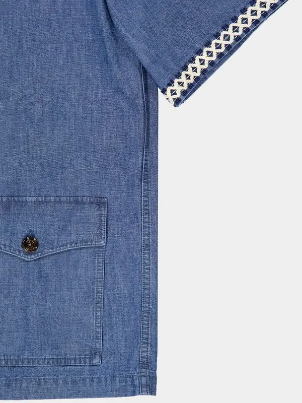Valentino Garavani Medium Denim Short-sleeve Denim Shirt