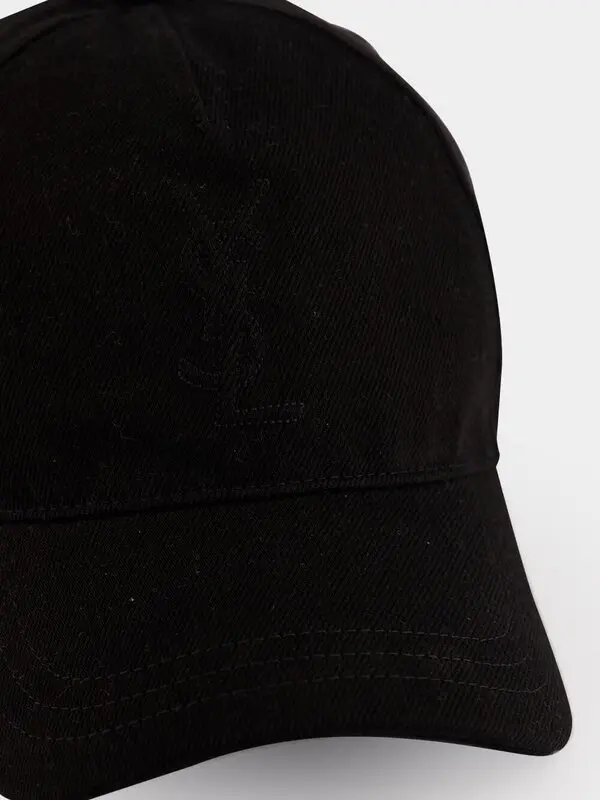 Saint Laurent Cassandre Cotton Denim Twill Cap - Black