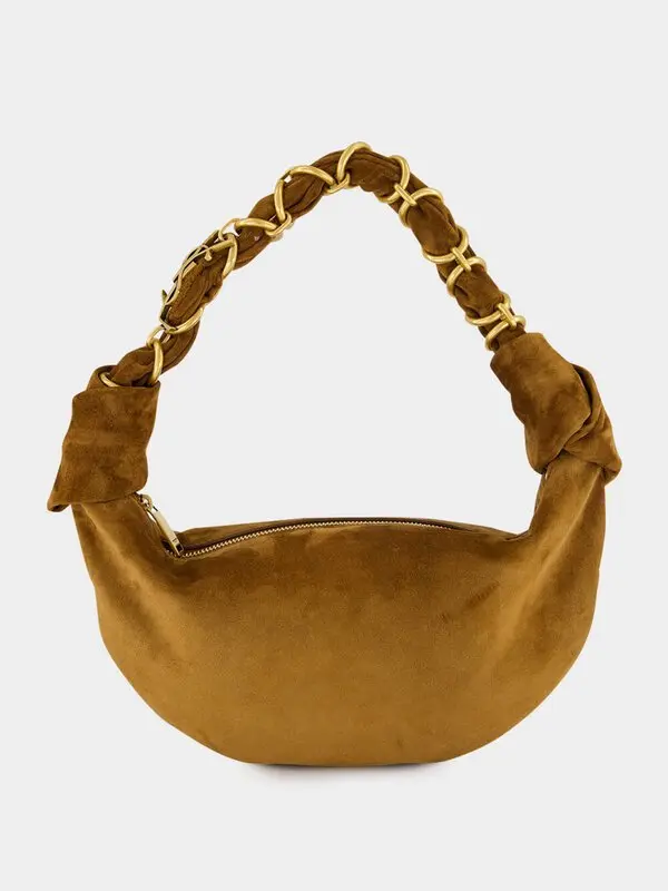 Saint Laurent Amalia Mini Suede Hobo Handbag - Brown