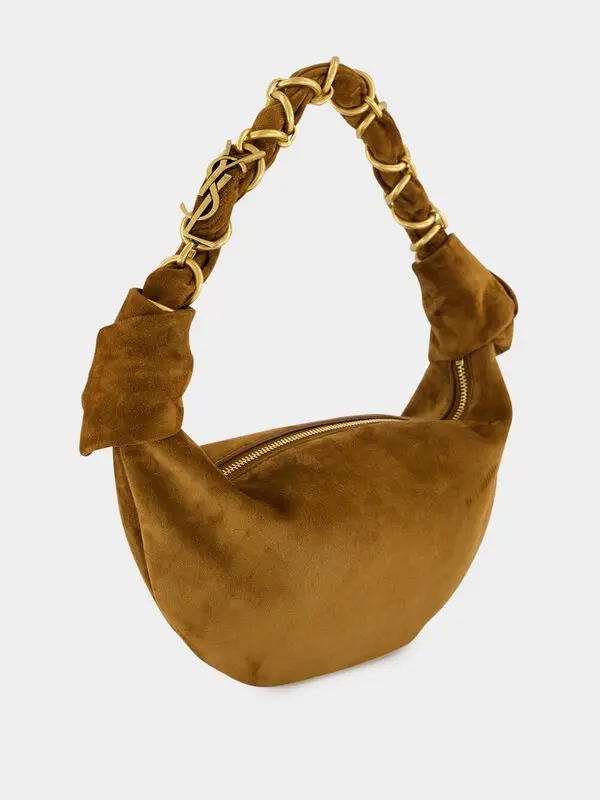 Saint Laurent Amalia Mini Suede Hobo Handbag - Brown