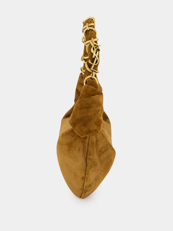 Saint Laurent Amalia Mini Suede Hobo Handbag - Brown