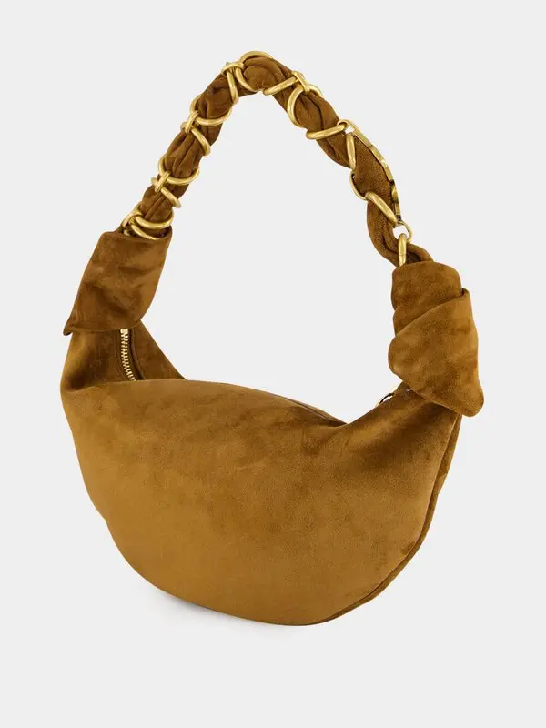 Saint Laurent Amalia Mini Suede Hobo Handbag - Brown