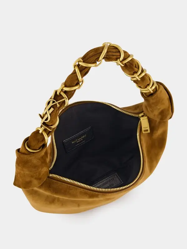 Saint Laurent Amalia Mini Suede Hobo Handbag - Brown