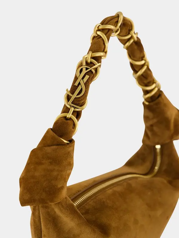 Saint Laurent Amalia Mini Suede Hobo Handbag - Brown