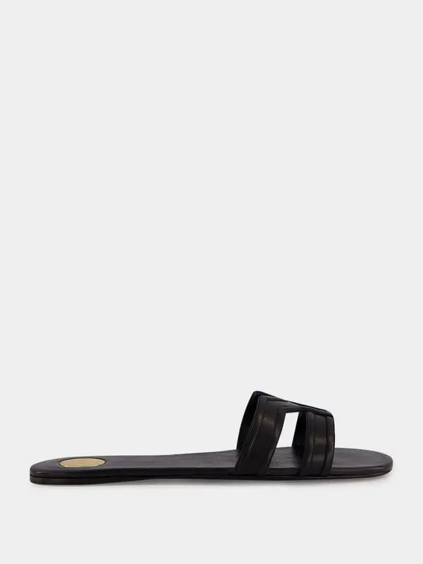 Saint Laurent Mabrouka Leather Slides - Black