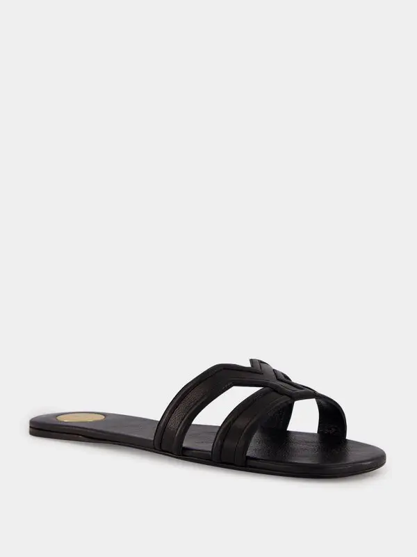 Saint Laurent Mabrouka Leather Slides - Black