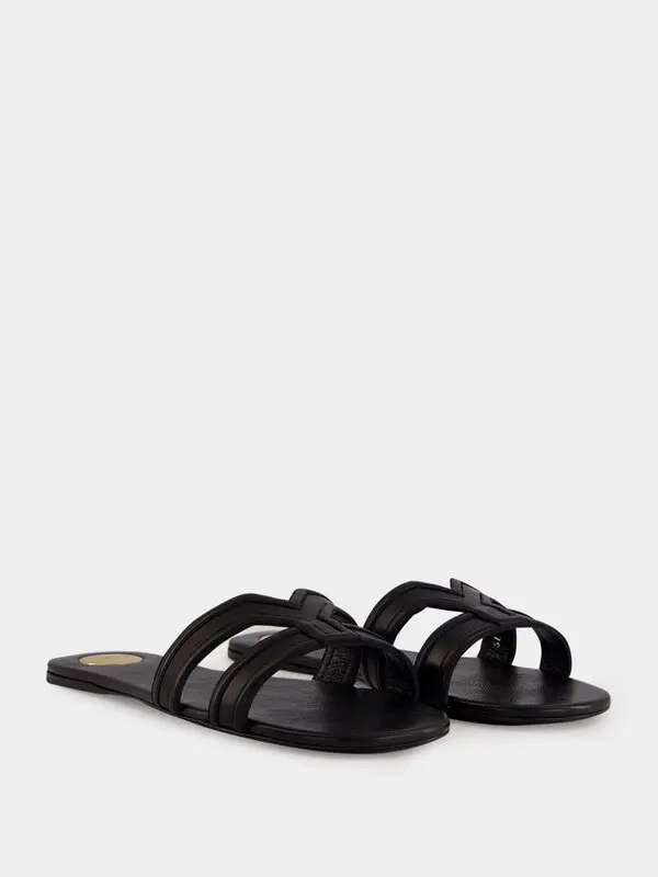 Saint Laurent Mabrouka Leather Slides - Black