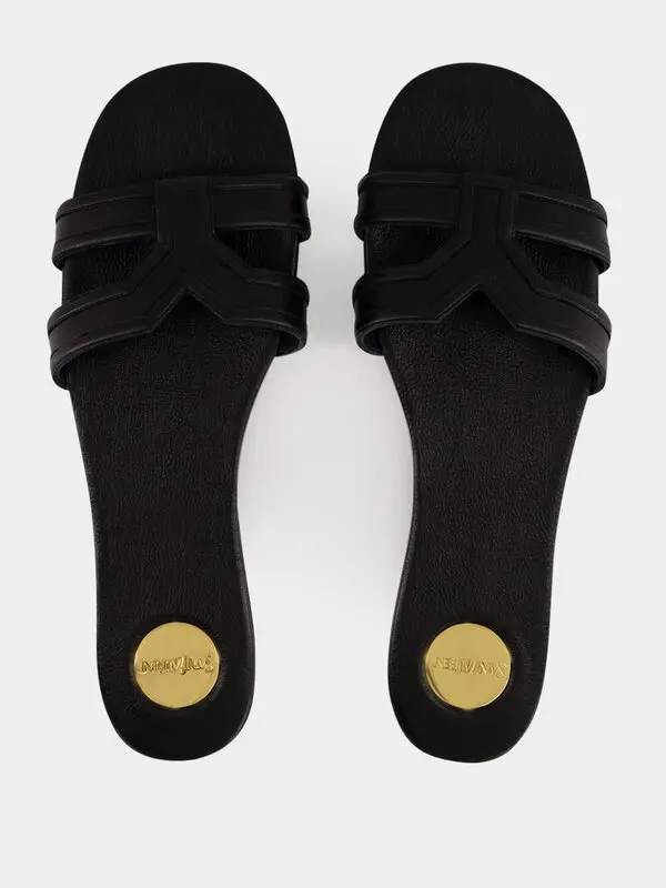 Saint Laurent Mabrouka Leather Slides - Black