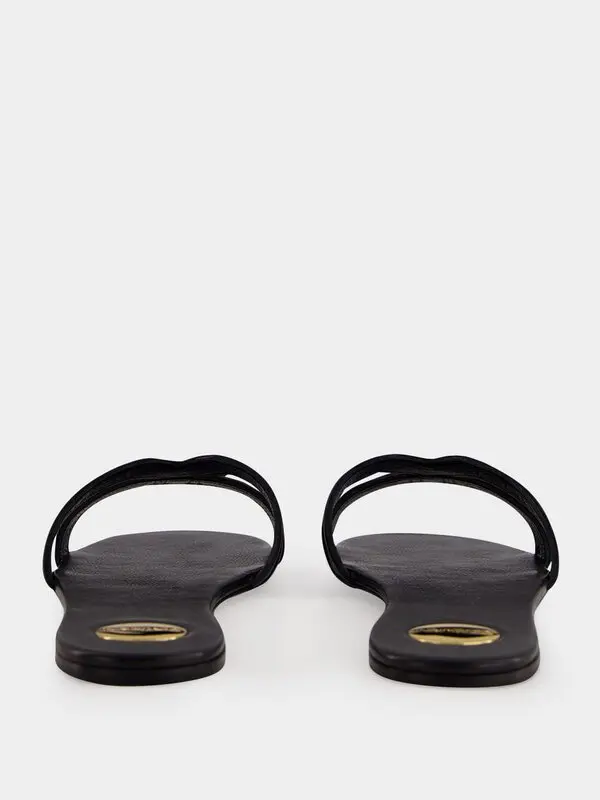 Saint Laurent Mabrouka Leather Slides - Black