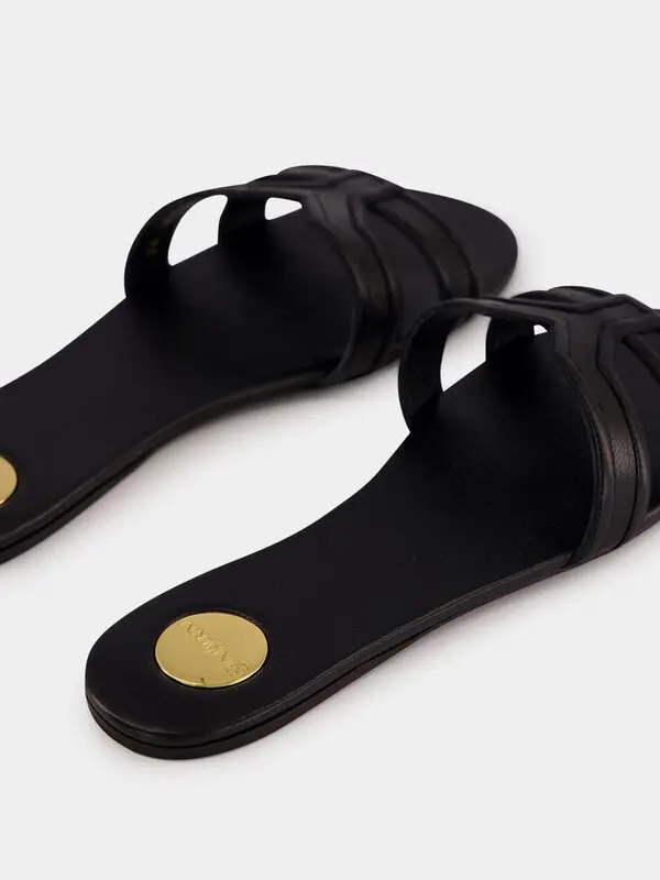 Saint Laurent Mabrouka Leather Slides - Black
