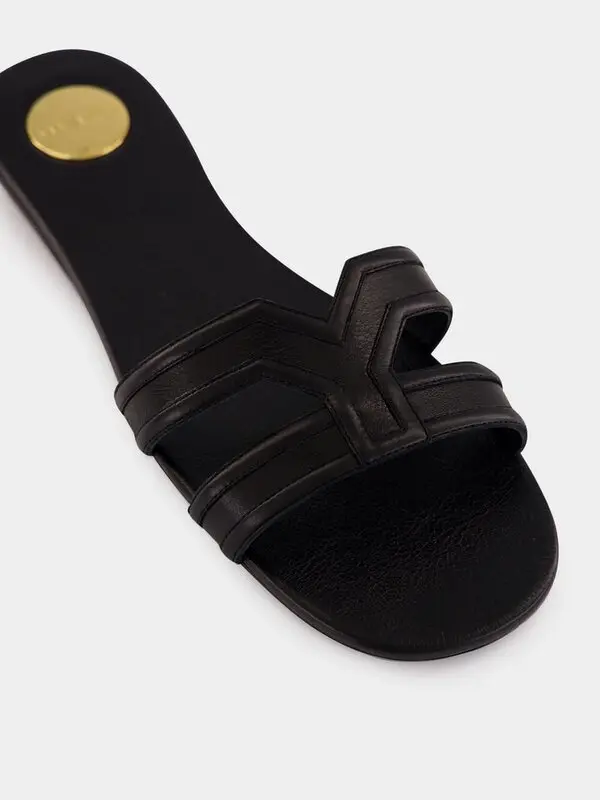 Saint Laurent Mabrouka Leather Slides - Black