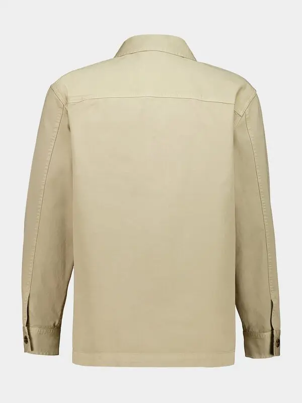 Saint Laurent Royal Cassandre Cotton Gabardine Overshirt - Beige