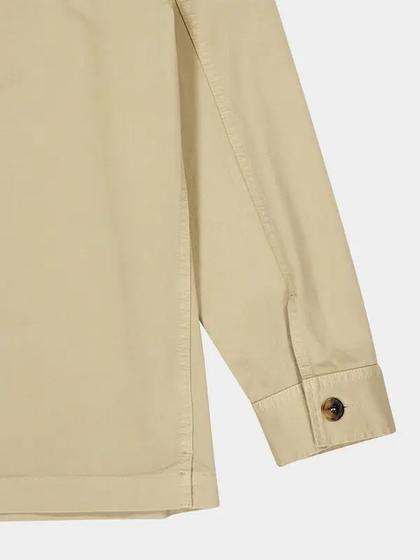 Saint Laurent Royal Cassandre Cotton Gabardine Overshirt - Beige