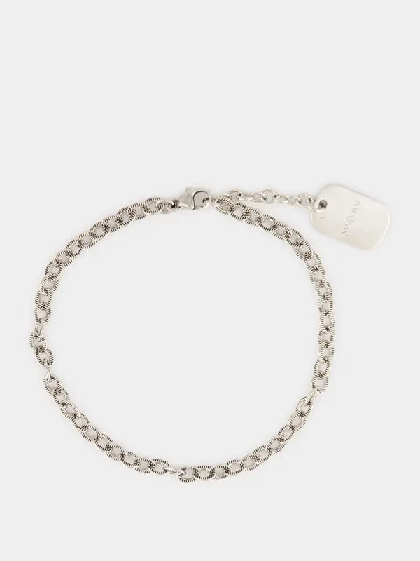 Saint Laurent Oxidized Ribbed Chain Bracelet - Silver